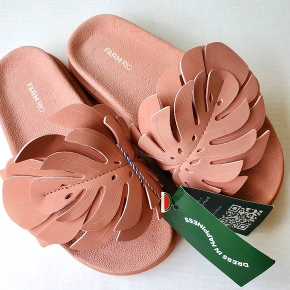 FARM Rio | Shoes | Farm Rio Pale Pink Monstera Anatomic Slide Sandal 2 ...